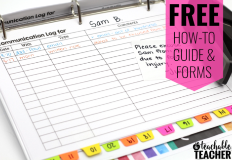 Setting Up Your Parent Teacher Communication Log - A Teachable Teacher