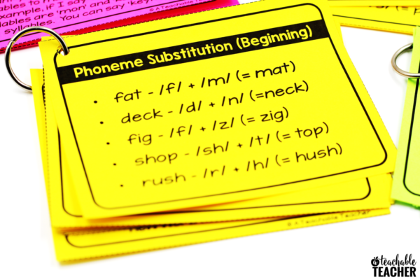 Phonemic Awareness Teacher Task Cards: Keep Me On Track