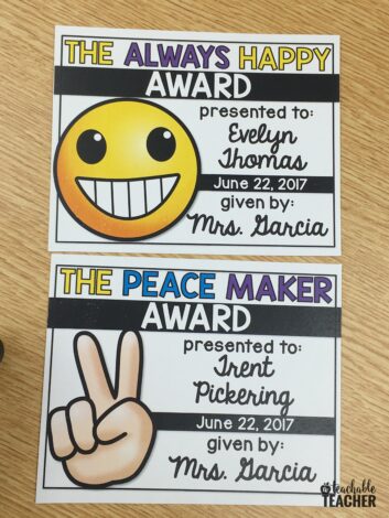 Editable End of the Year Awards - A Teachable Teacher