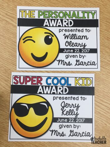 Editable End of the Year Awards - A Teachable Teacher