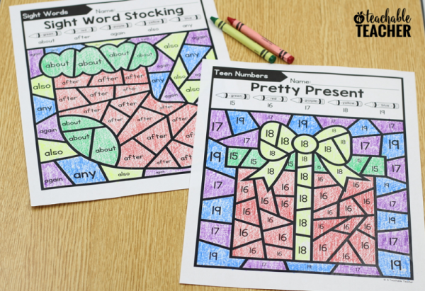 Editable Christmas Color by Code Activities - A Teachable Teacher