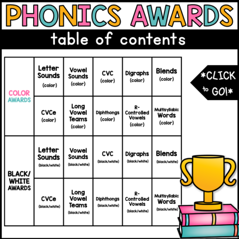 Printable Phonics Awards to Celebrate Reading Success