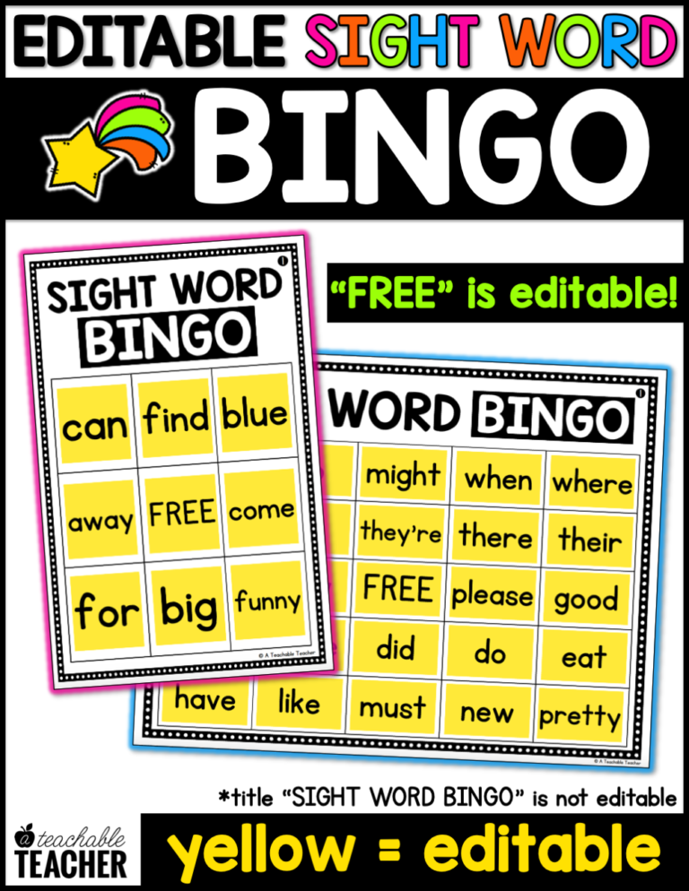 The Easiest Editable Sight Word Bingo You'll Ever Use!