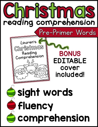 Christmas Reading Comprehension - Pre-Primer Words - Kindergarten - A ...