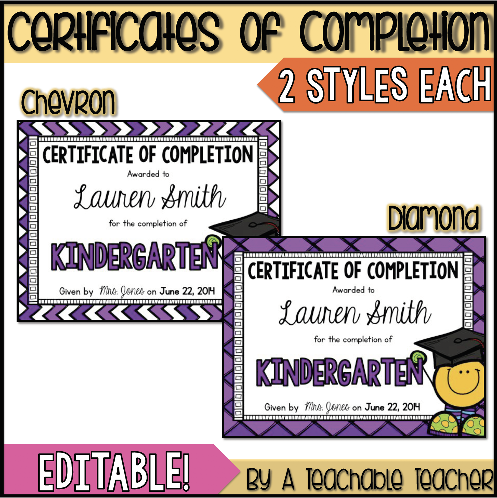 Editable Certificates of Completion - A Teachable Teacher