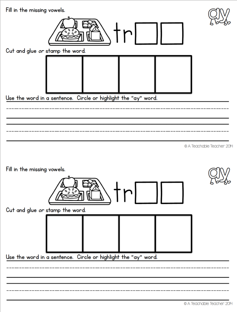 Vowel Team AY Activity Book - A Teachable Teacher