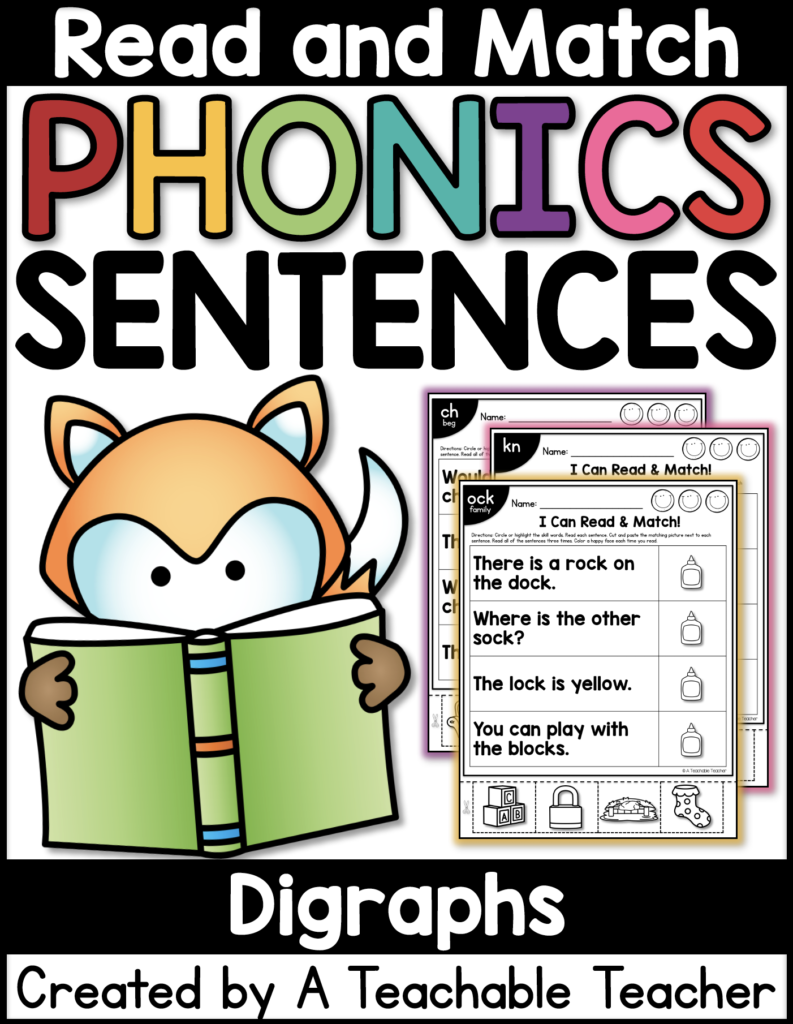 Read and Match Phonics Sentences - Digraphs - A Teachable Teacher