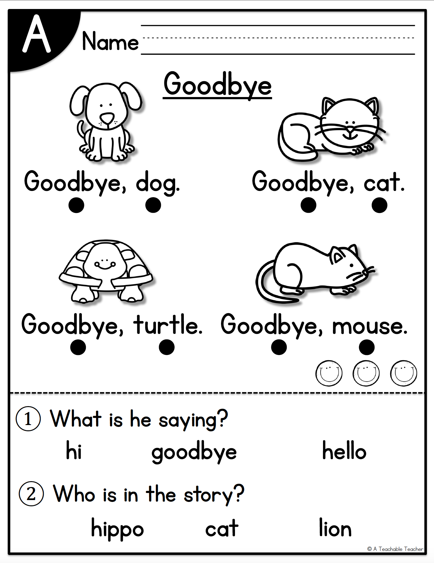 Level A Reading Comprehension Passages and Questions - Set Two - A ...
