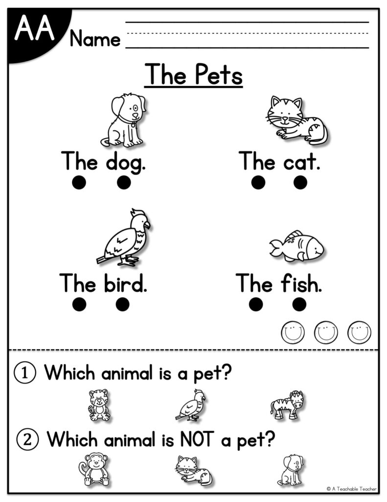 Level AA Reading Comprehension Passages and Questions - A Teachable Teacher