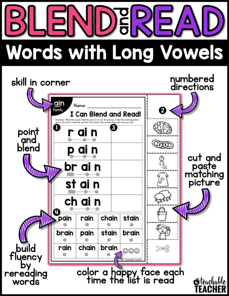 Blend and Read - Words with Long Vowels - A Teachable Teacher