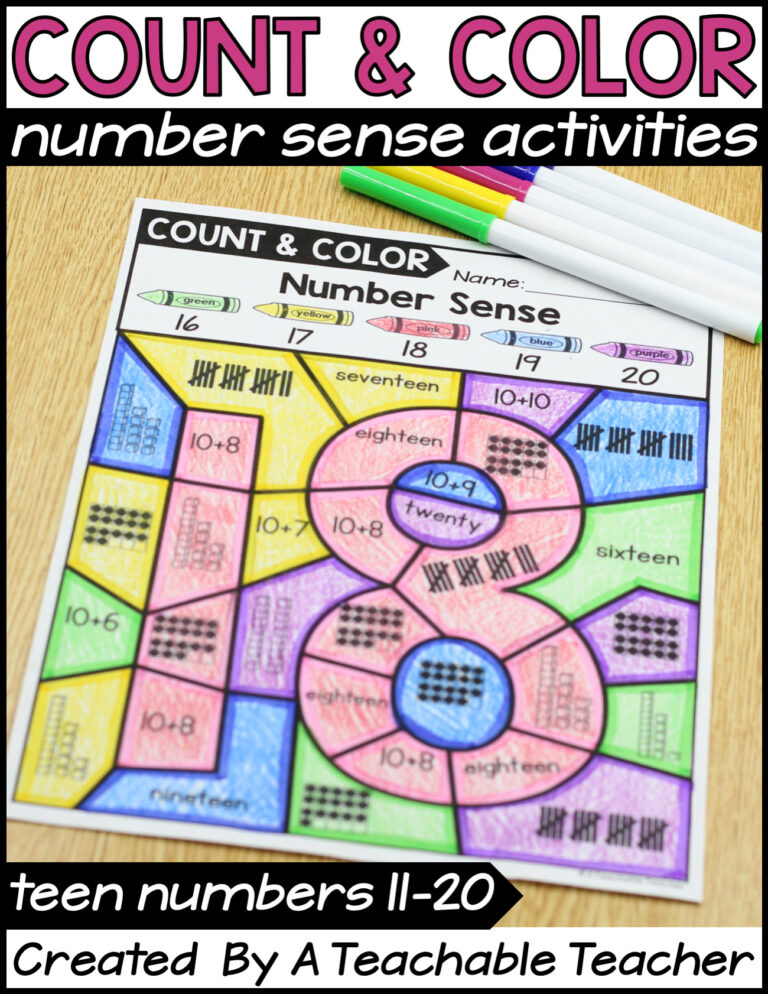 Count and Color - Number Sense Activities 11-20 - A Teachable Teacher