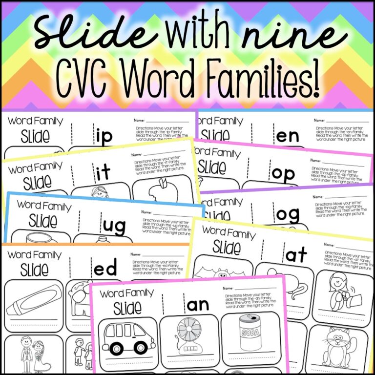 Word Family Letter Slides - CVC Edition - A Teachable Teacher