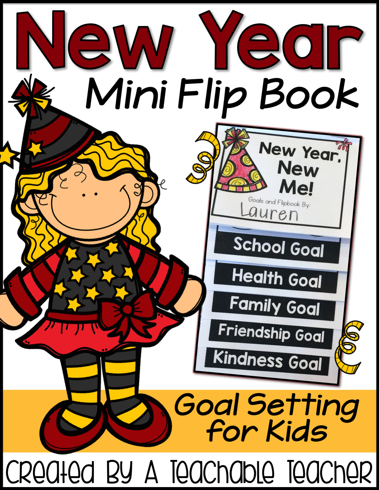 New Year Mini Flip Book - Goal Setting for Kids - A Teachable Teacher