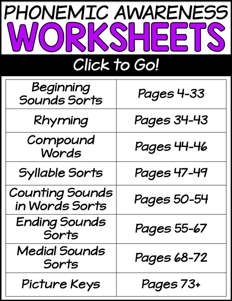 Phonemic Awareness Worksheets - A Teachable Teacher