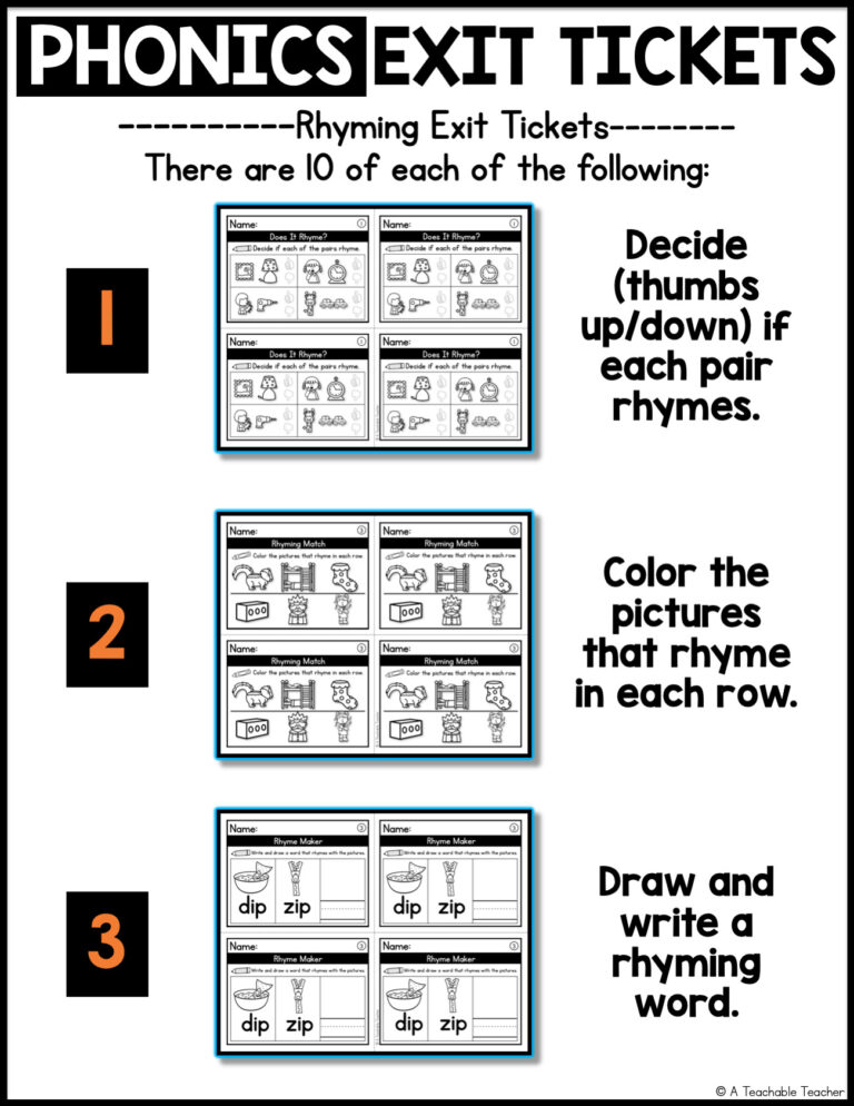 Phonics Exit Tickets The Rhyming And Syllables Edition A Teachable