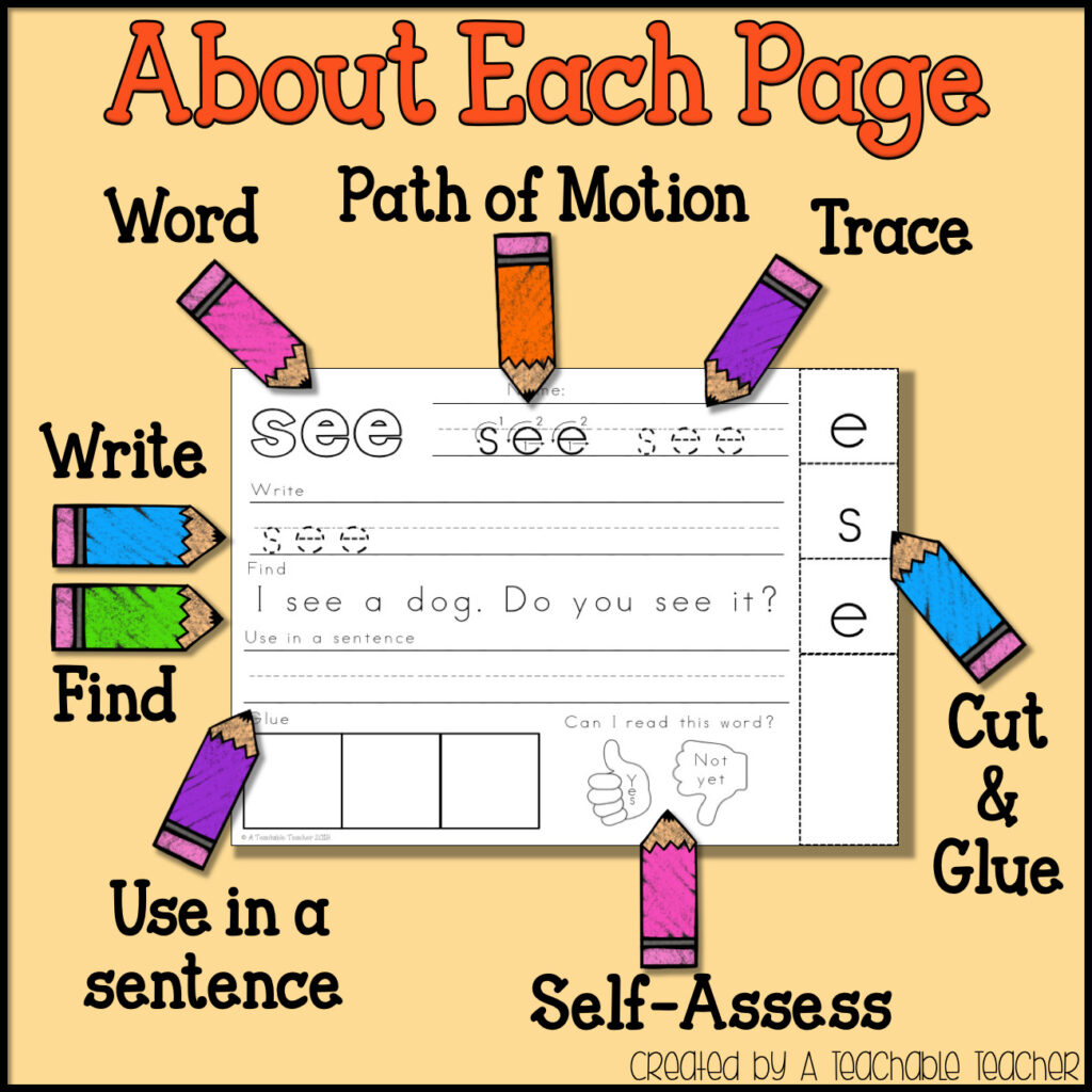 Sight Word Practice Pages - K-1 - A Teachable Teacher