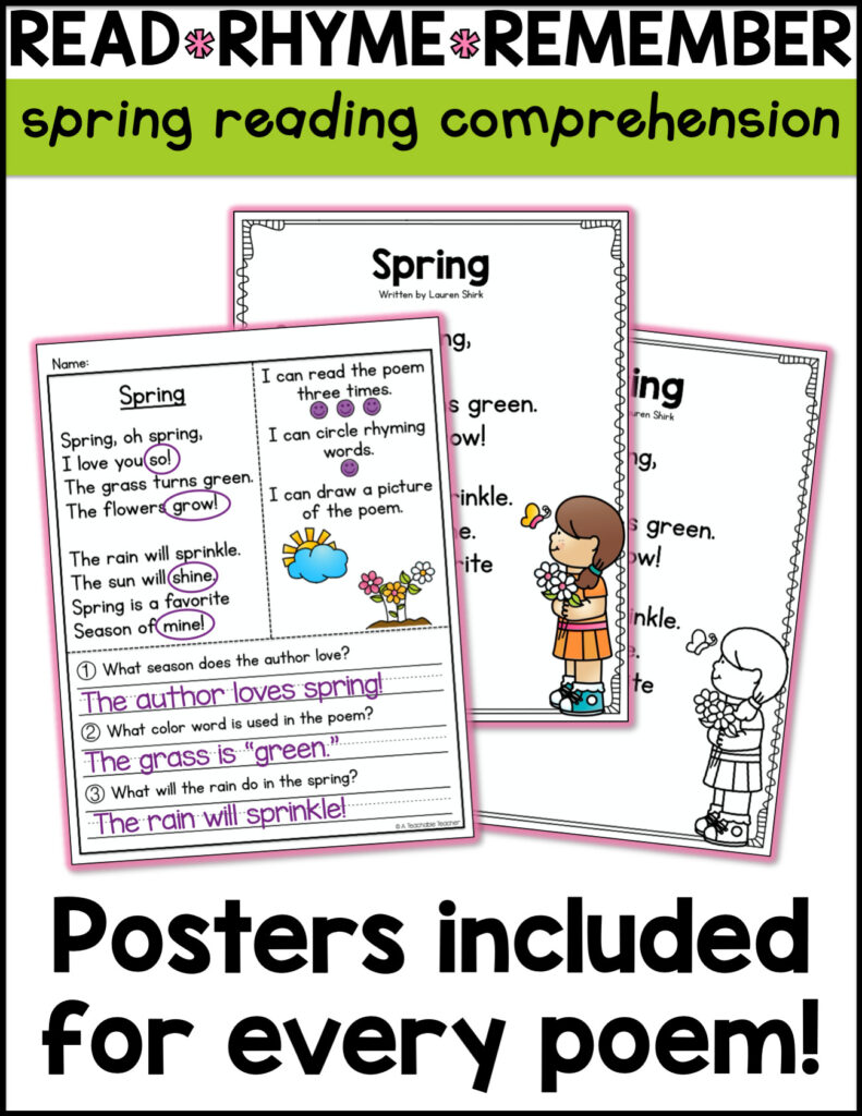 Read Rhyme Remember - Spring Reading Comprehension - A Teachable Teacher