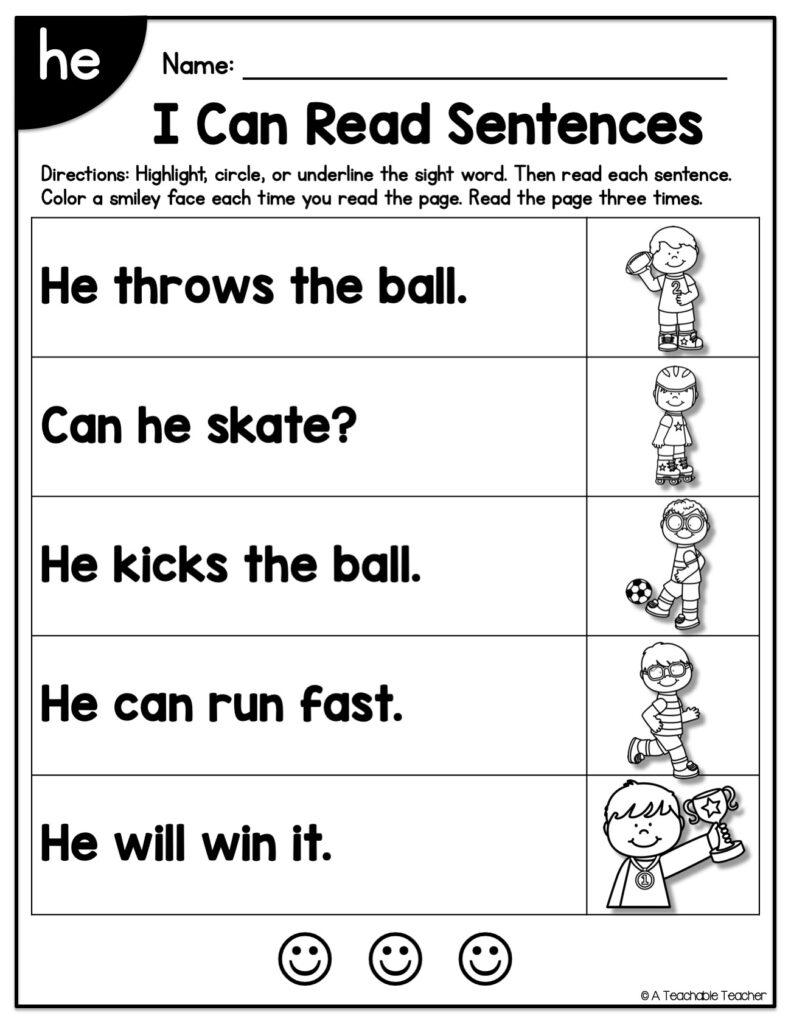 I Can Read - Sight Word Sentences - A Teachable Teacher