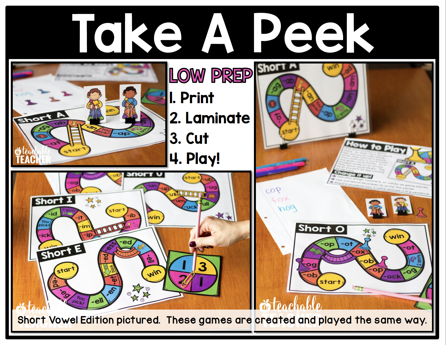 Phonics Games - Word Family Slide - Long Vowel Edition - A Teachable ...