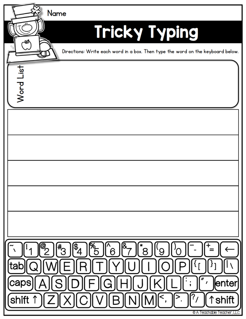 Editable St. Patrick Word Work - A Teachable Teacher