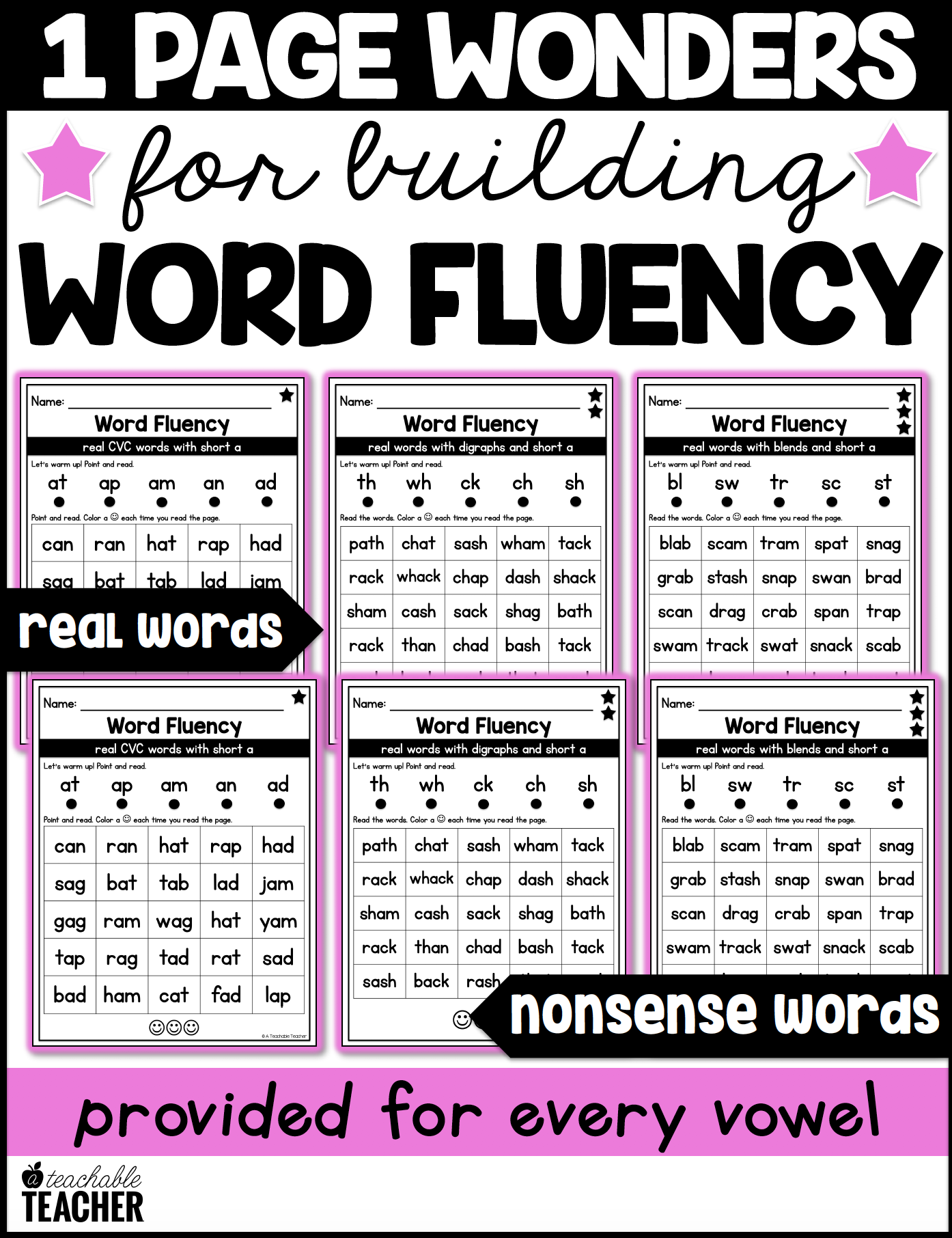 1 Page Wonders for Building Word Fluency BUNDLE - A Teachable Teacher