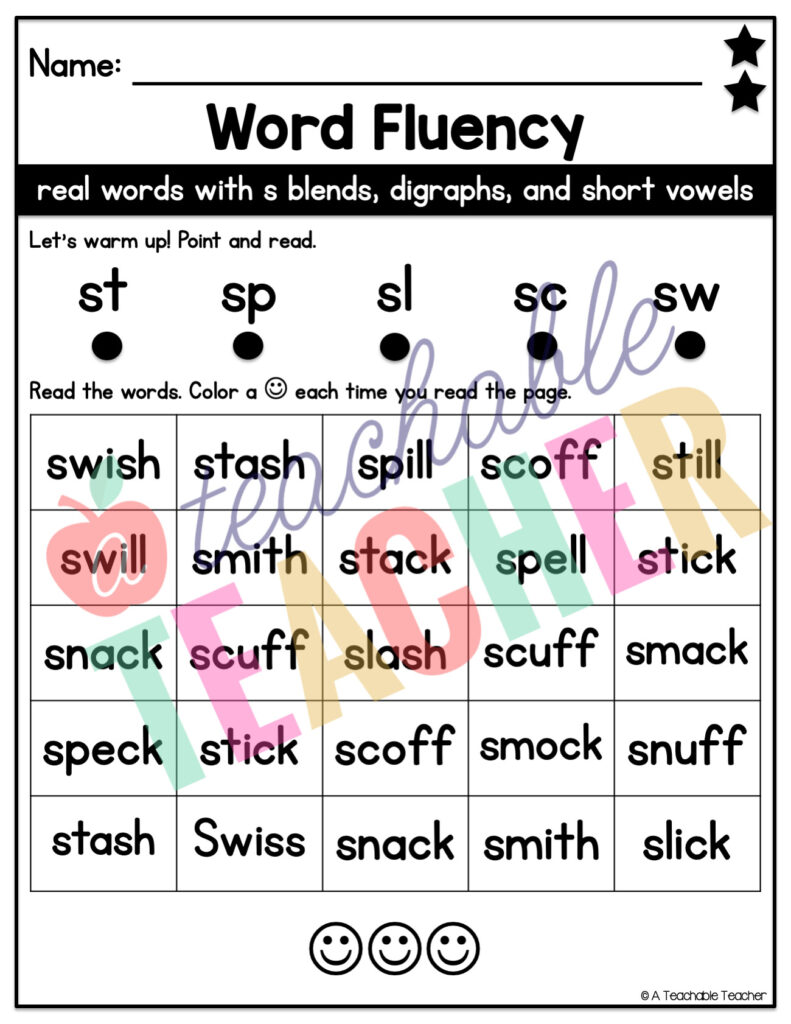 1 Page Wonders for Building Word Fluency - Blends - A Teachable Teacher