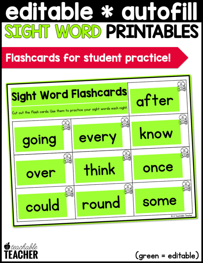 Editable Sight Word Printables - December - A Teachable Teacher