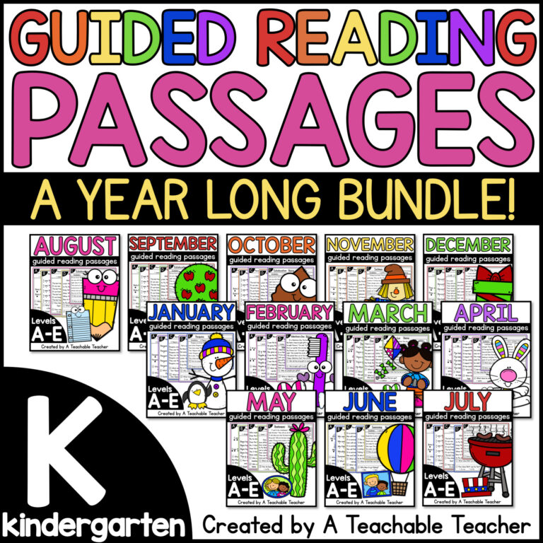 Guided Reading Passages Levels A-E- Year Long BUNDLE - A Teachable Teacher