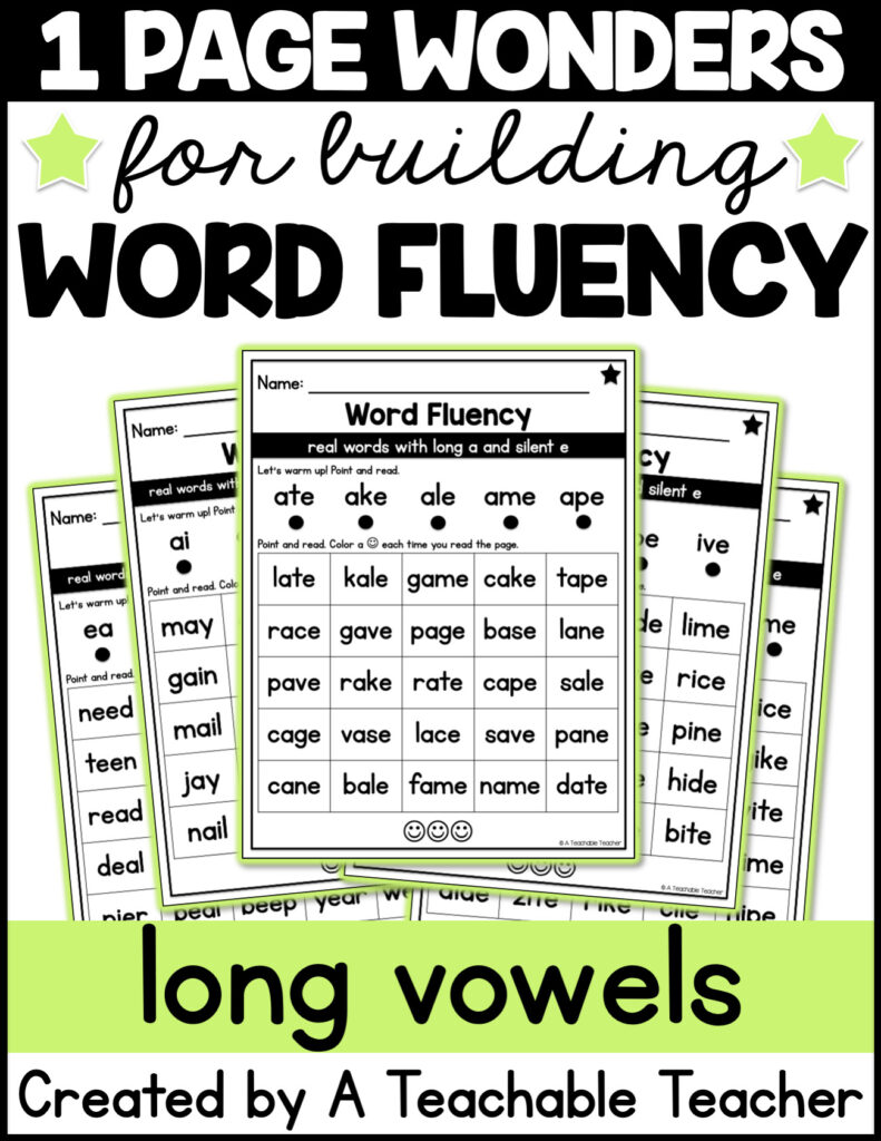 1 Page Wonders for Building Word Fluency - Long Vowels - A Teachable ...
