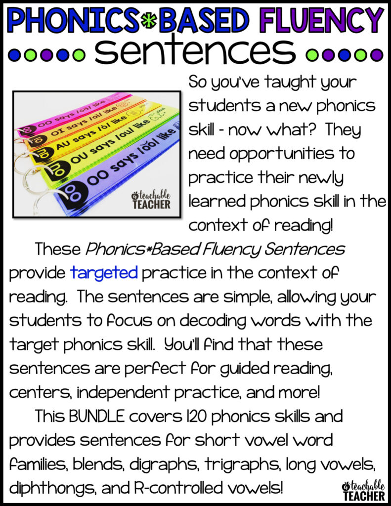 Phonics Based Fluency Sentences THE BUNDLE - A Teachable Teacher
