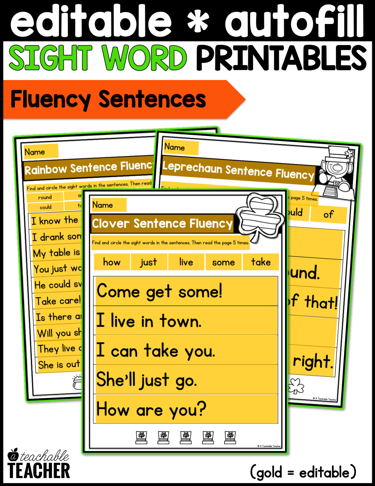 Editable Sight Word Printables- March - A Teachable Teacher