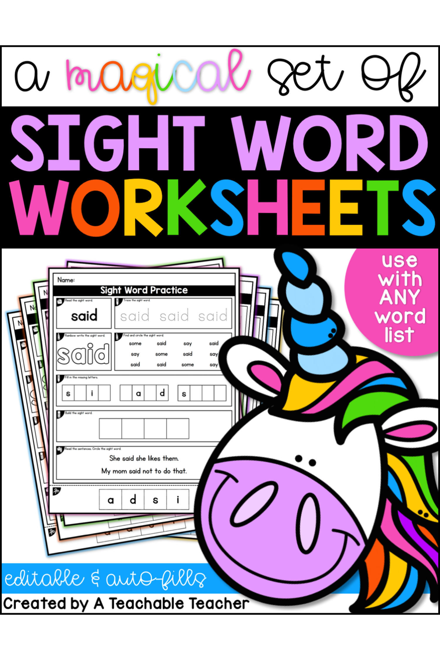 A Magical Set of Name Practice Worksheets - A Teachable Teacher
