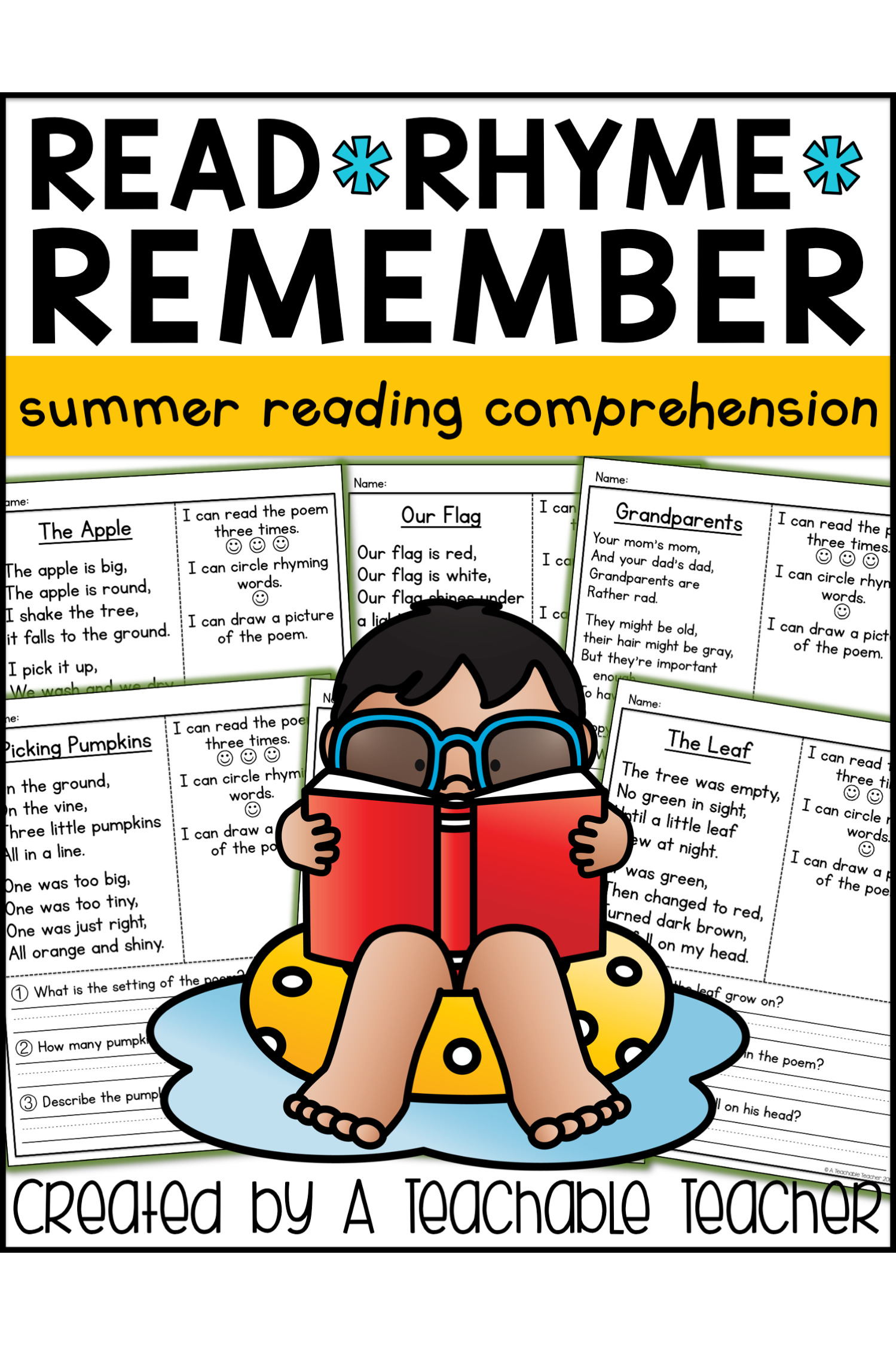 Read Rhyme Remember - Summer Reading Comprehension - A Teachable Teacher