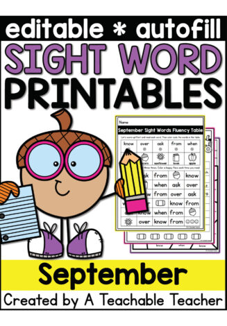 Monthly Sight Word Activities (Editable with Autofill) Archives - A ...
