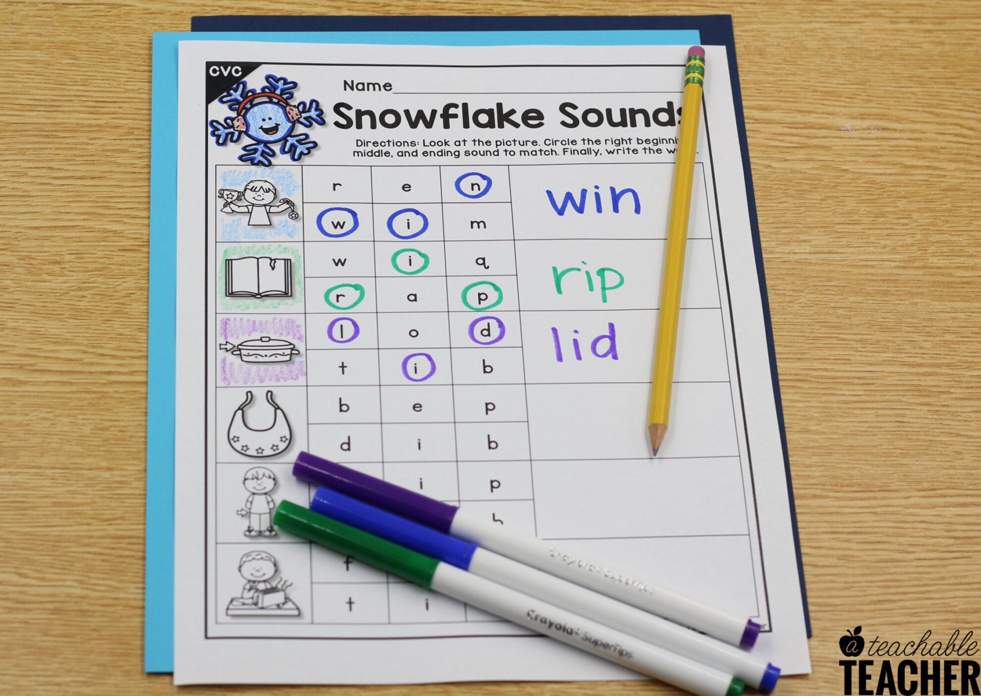 Winter CVC Activities- NO PREP Phonics Worksheets - A Teachable Teacher