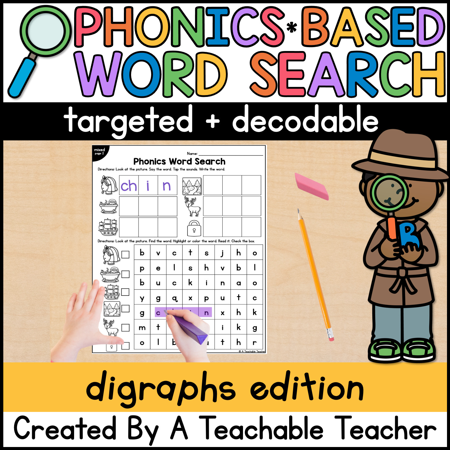 Digraph Words Worksheets Phonics Word Search: Write & Find Words with ...