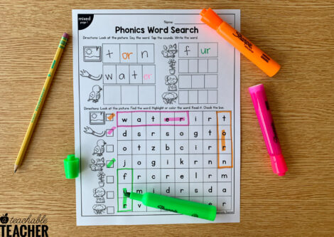 R-Controlled Vowels Worksheets Phonics Word Search: Write & Find Words ...