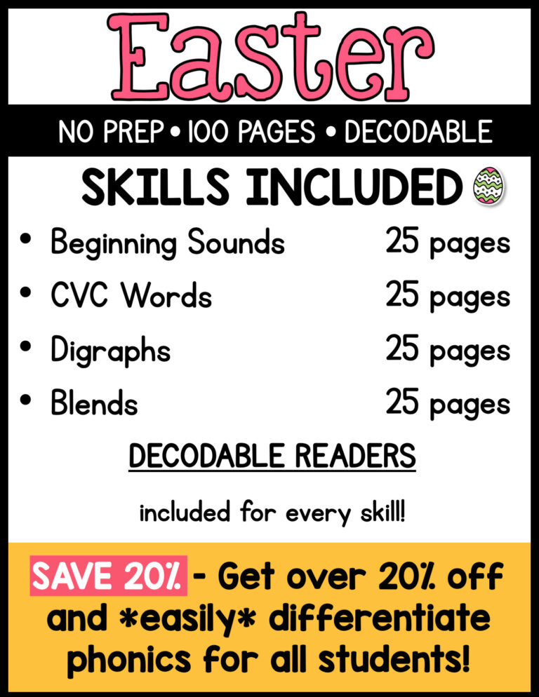 Easter Phonics Worksheets & Activities Bundle - A Teachable Teacher