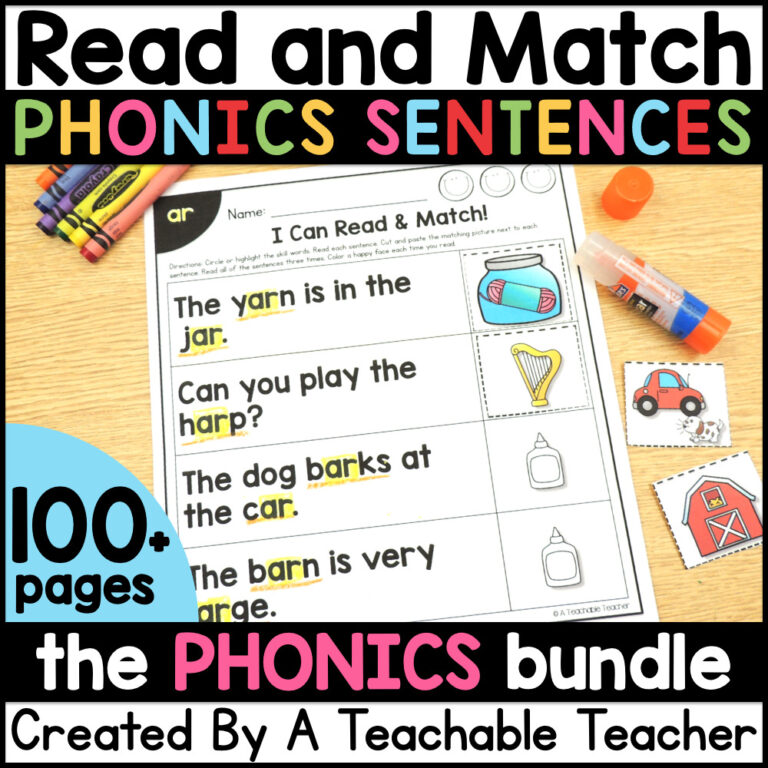Read and Match Phonics Sentences- BUNDLE - A Teachable Teacher