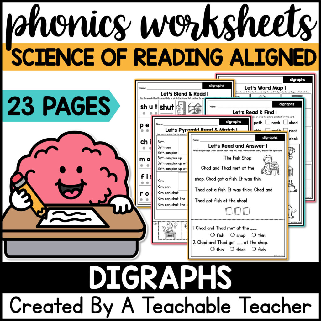 Digraphs Worksheets - The Science of Reading - A Teachable Teacher