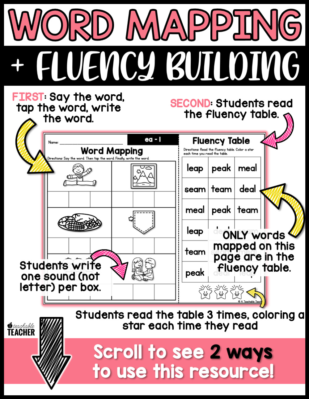 Word Mapping Long Vowel Team Words - A Teachable Teacher