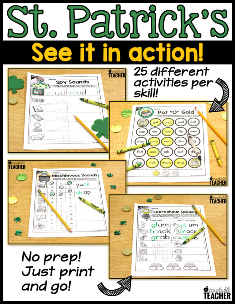 St. Patrick's Day Phonics Worksheets & Activities Bundle - A Teachable ...