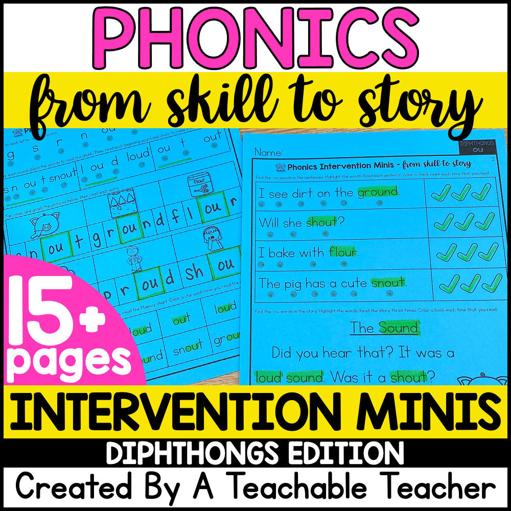 Diphthong Words- Worksheets for Reading Intervention - A Teachable Teacher
