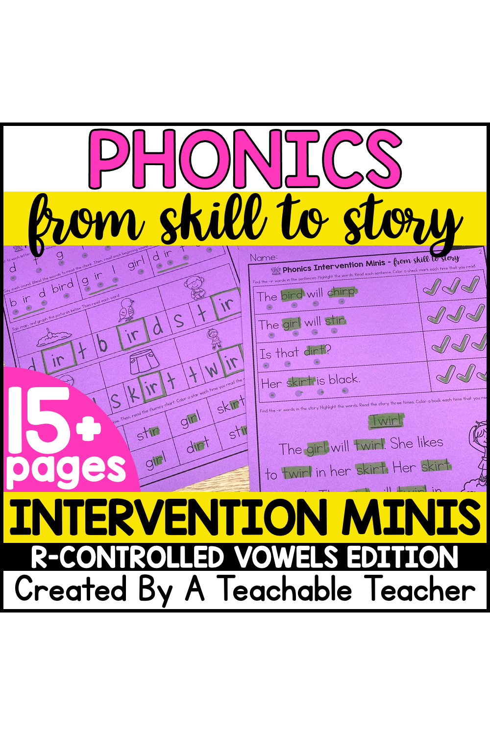 R Controlled Vowels Words Worksheets For Reading Intervention A