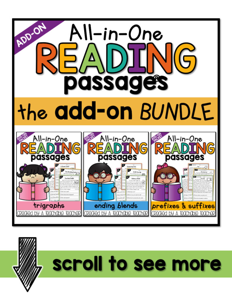 All-in-One Reading Passages The Add-On BUNDLE - A Teachable Teacher