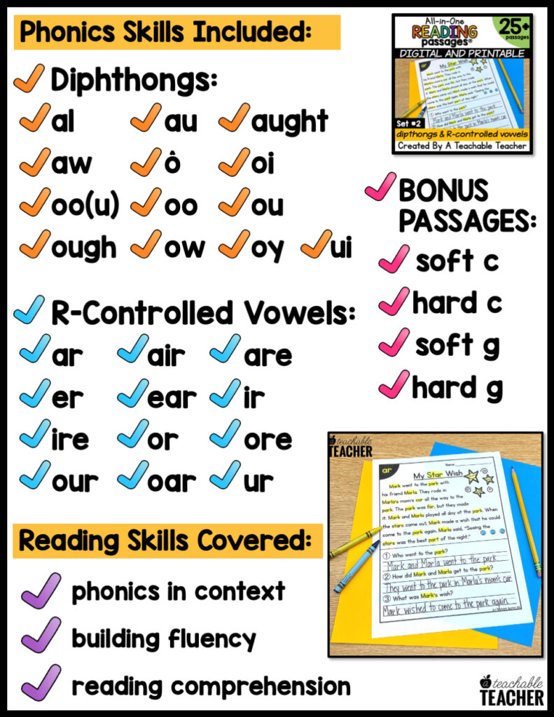 Diphthong & R-Controlled All-in-One Reading Passages 2nd Ed.