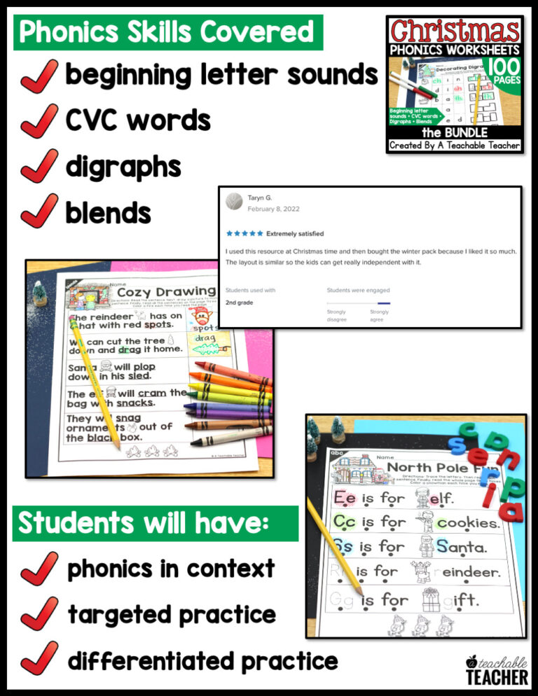 Christmas Phonics Bundle- NO PREP - A Teachable Teacher