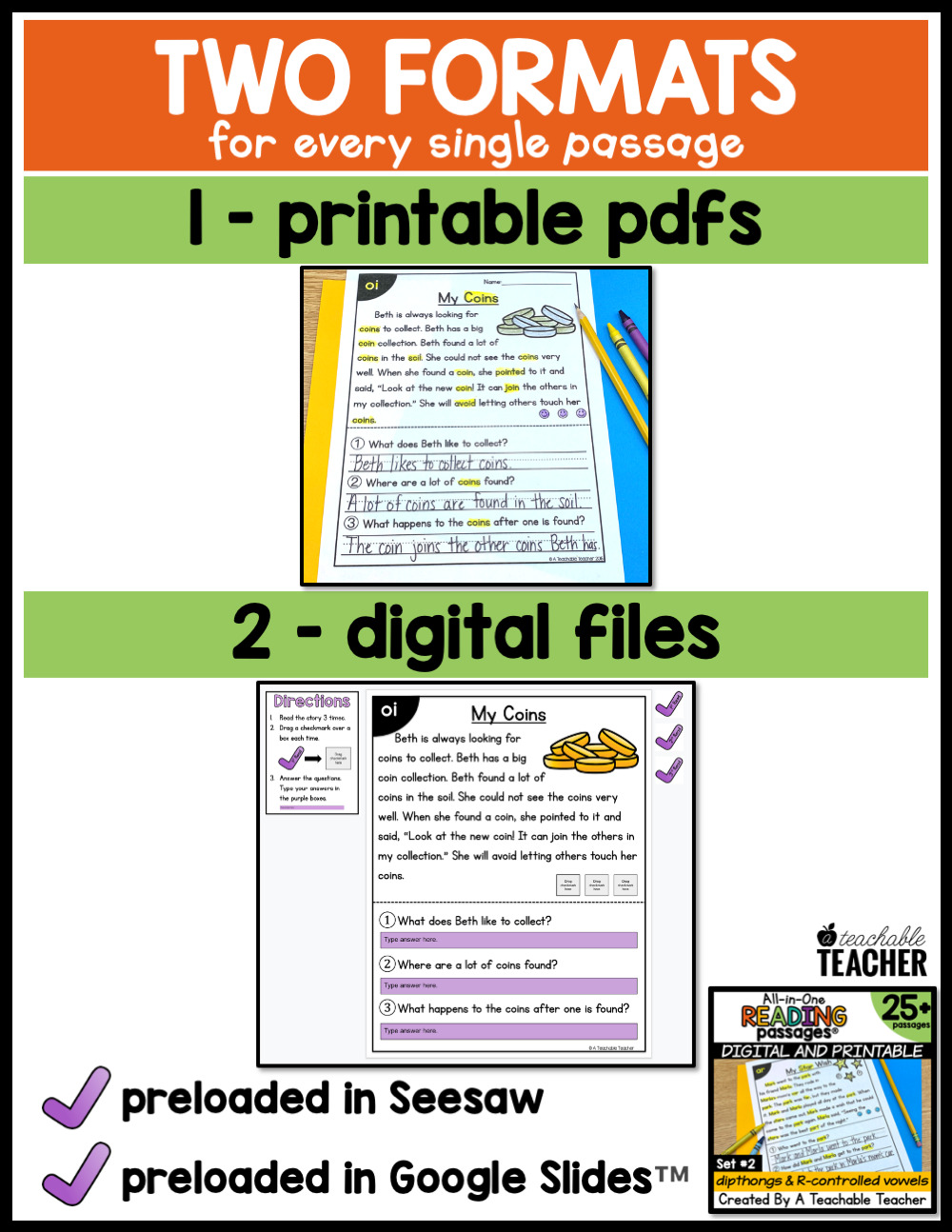 Diphthong & R-Controlled All-in-One Reading Passages 2nd Ed.
